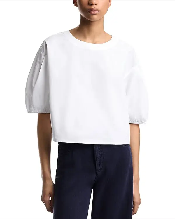 Emporio Armani Puff Sleeve Cotton Top - Vanilla