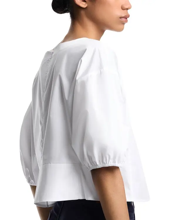 Emporio Armani Puff Sleeve Cotton Top - Vanilla