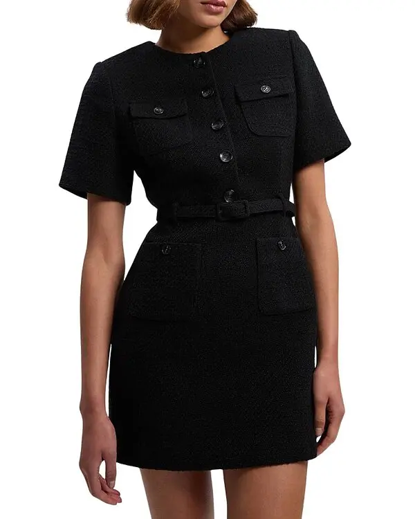 Karen Millen Belted Tweed Mini Dress