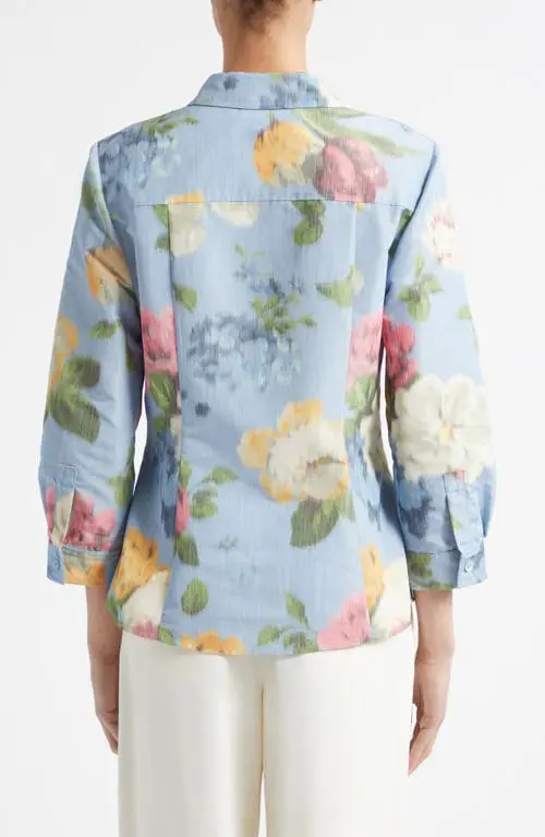 Carolina Herrera Ana Chiné Floral Print Button-up Shirt