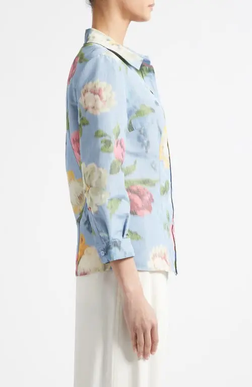 Carolina Herrera Ana Chiné Floral Print Button-up Shirt
