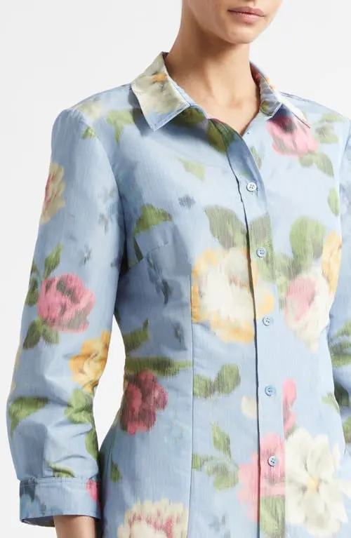 Carolina Herrera Ana Chiné Floral Print Button-up Shirt