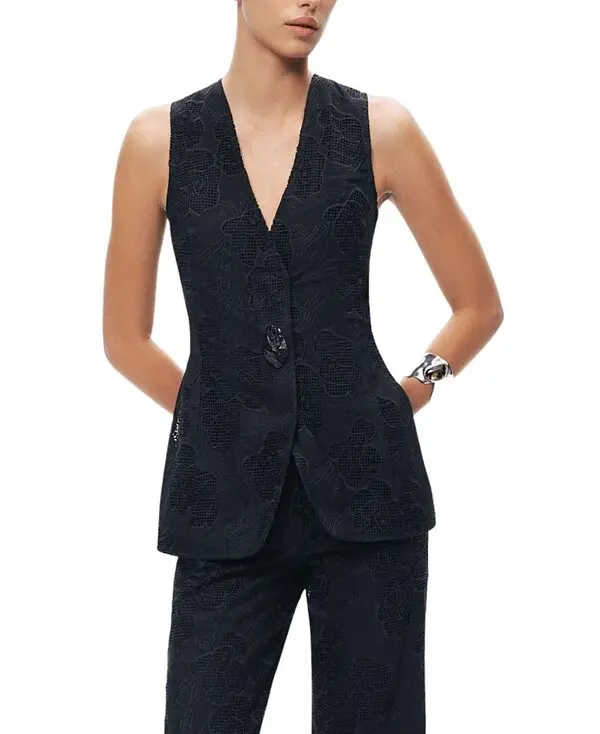 NOCTURNE Textured Floral Lace Vest