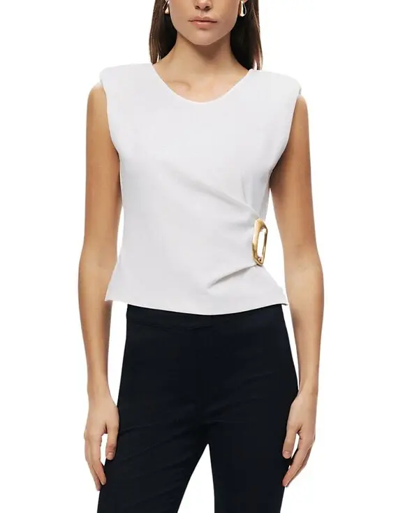NOCTURNE Sleeveless Buckle Detail Blouse - Open White