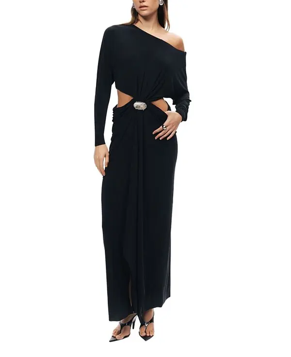 NOCTURNE One-shoulder Cut-out Maxi Dress