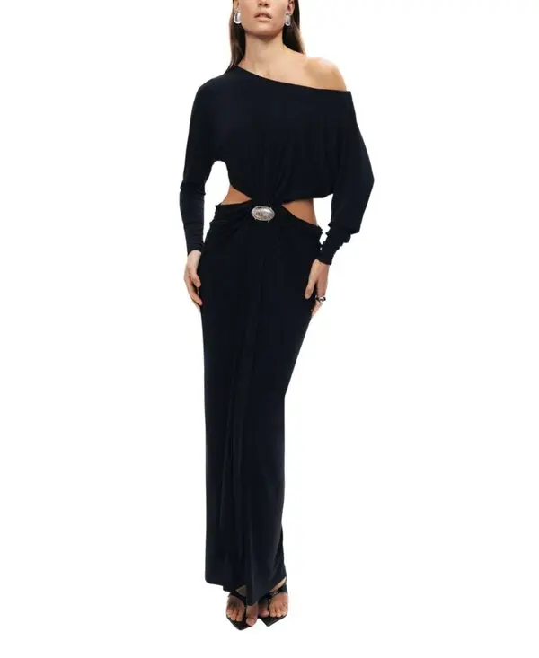 NOCTURNE One-shoulder Cut-out Maxi Dress