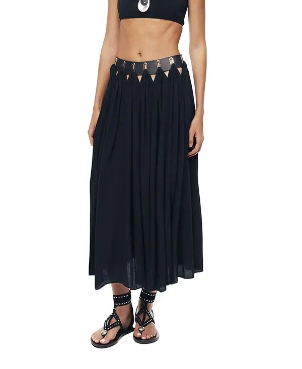 NOCTURNE Pleated Midi Skirt With Ring Detail