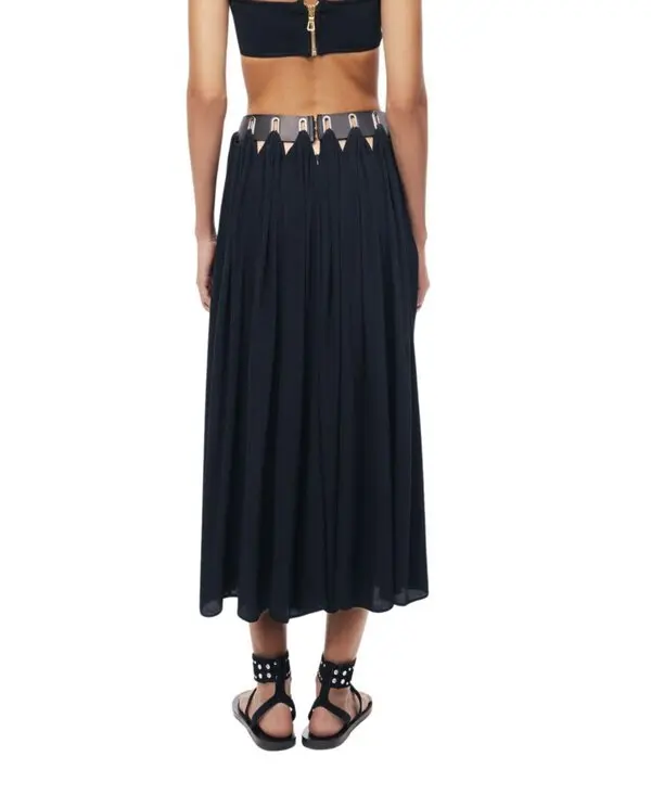 NOCTURNE Pleated Midi Skirt With Ring Detail