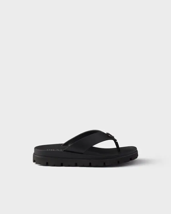 Prada Rubber Thong Sandals - Black