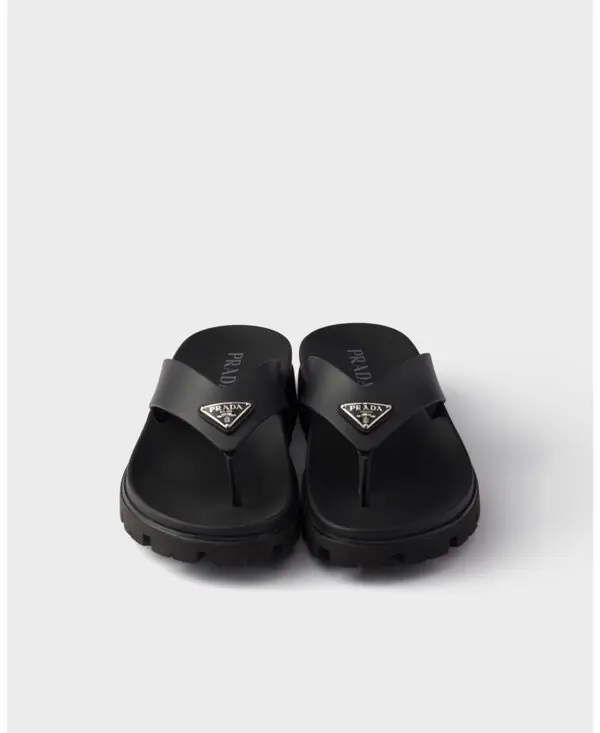 Prada Rubber Thong Sandals - Black