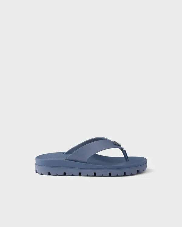 Prada Rubber Thong Sandals With Lug Sole - Blue