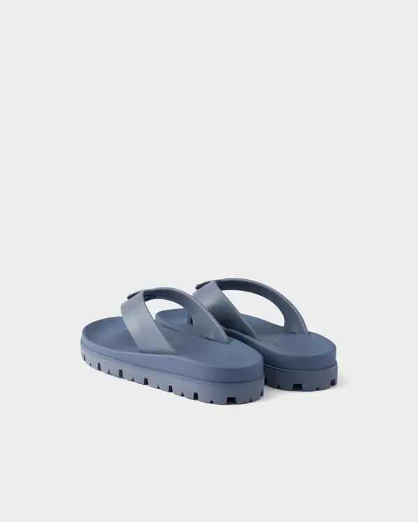 Prada Rubber Thong Sandals With Lug Sole - Blue