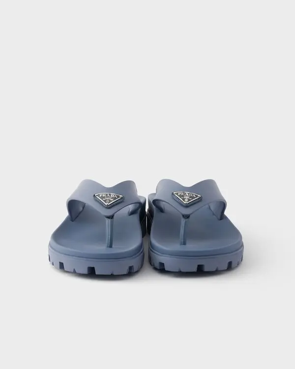 Prada Rubber Thong Sandals With Lug Sole - Blue