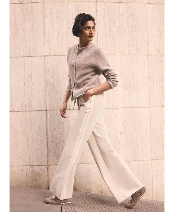 Mint Velvet Crochet Side Stripe Wide Leg Joggers