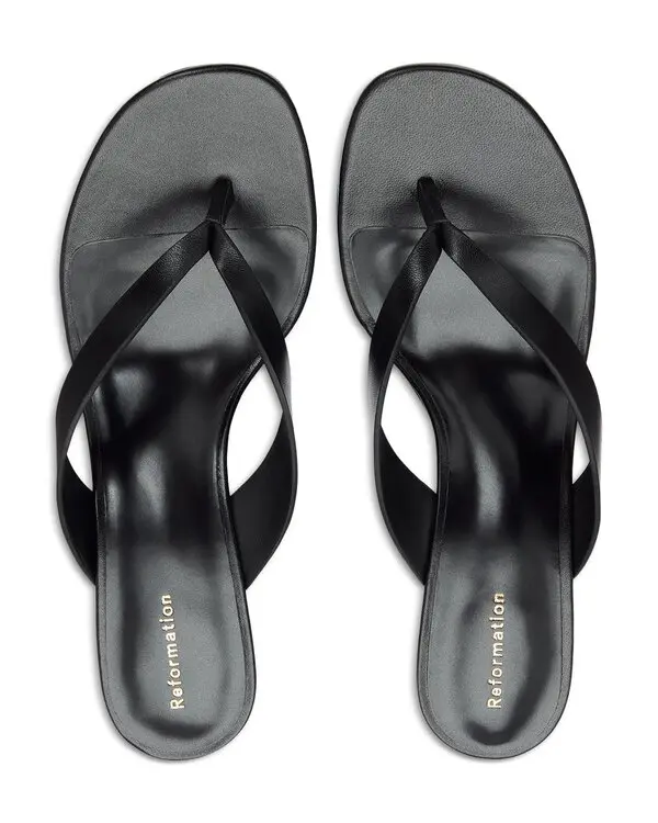 REFORMATION Thong Wedge Sandals - Black