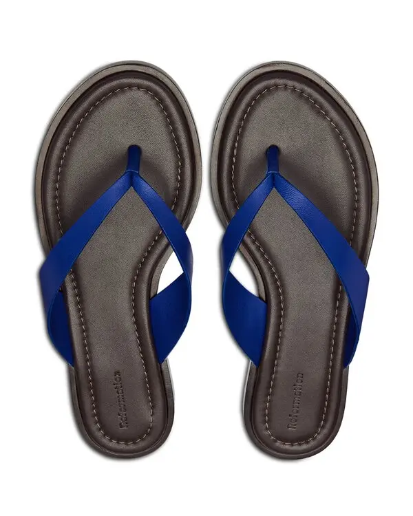 REFORMATION Jessie Thong Sandals - Blue/brown