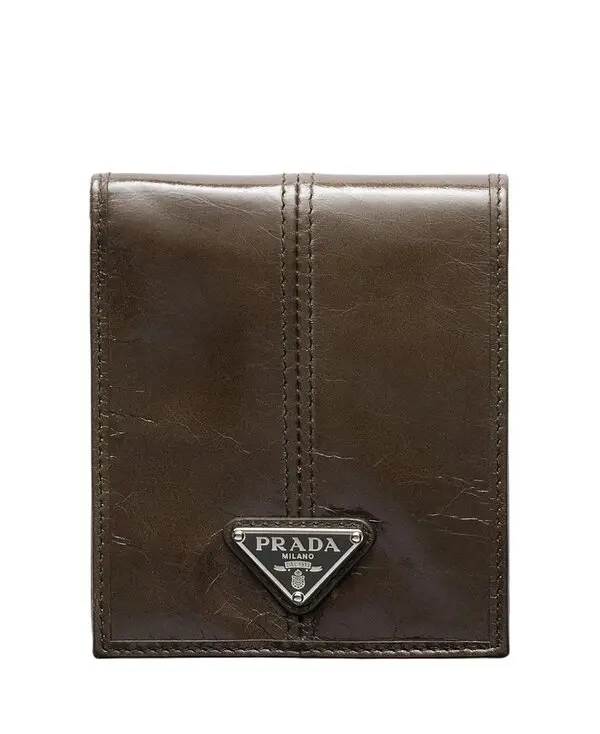 Prada Leather Wallet With Coin Purse - Green