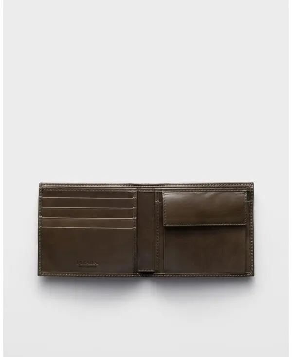Prada Leather Wallet With Coin Purse - Green