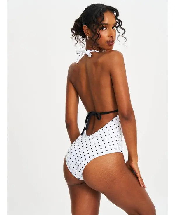 MISS CIRCLE NEW YORK Polka Dot Halterneck One-piece Swimsuit