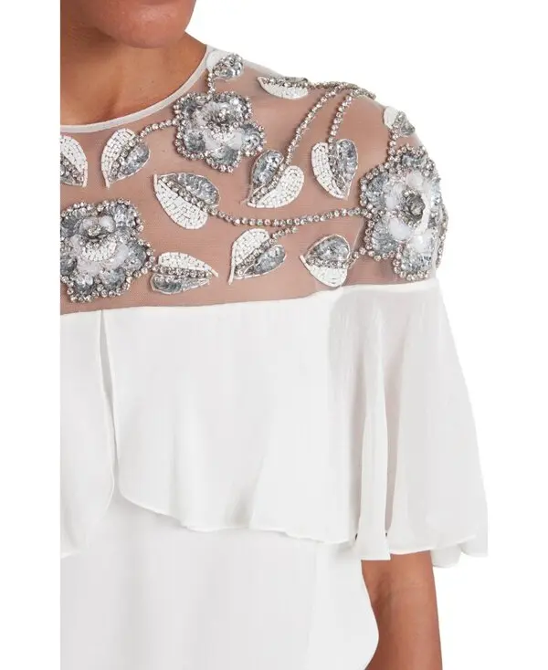 TEMPERLEY LONDON Lana Embellished Crepe Satin Top - White