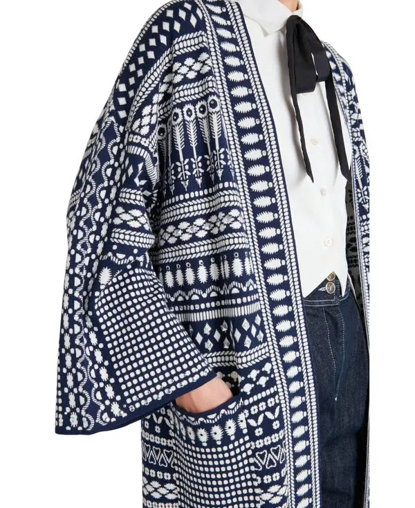 TEMPERLEY LONDON Tlalli Knit Coat - Navy Silver