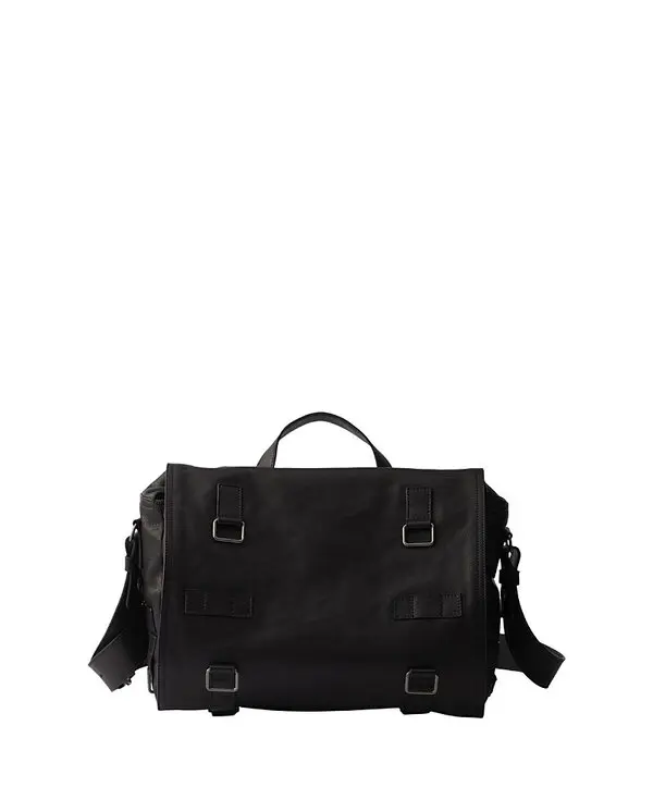 Prada Leather Messenger Bag With Buckled Straps - Black