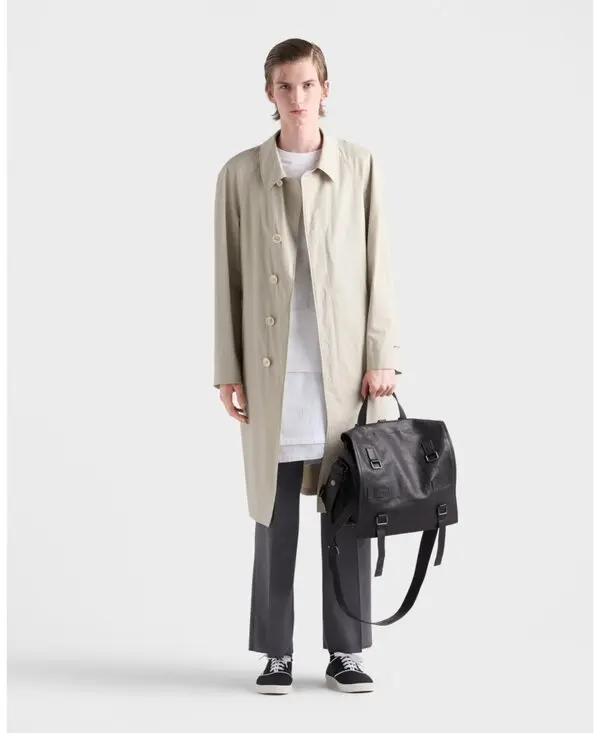 Prada Leather Messenger Bag With Buckled Straps