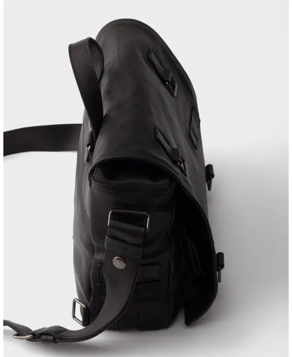 Prada Leather Messenger Bag With Buckled Straps