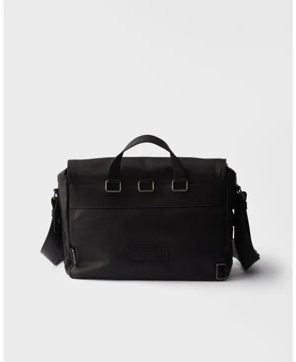 Prada Leather Messenger Bag With Buckled Straps