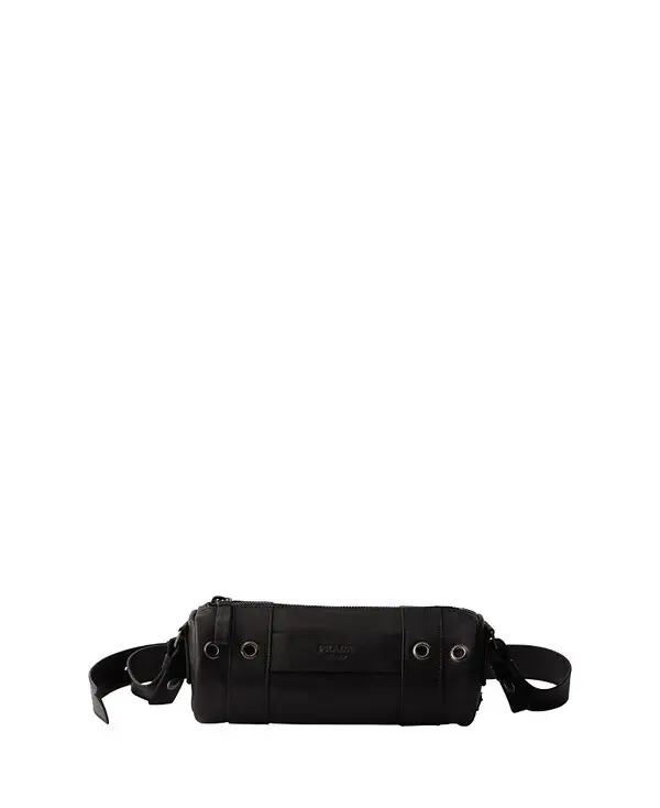 Prada Leather Barrel Shoulder Bag - Black