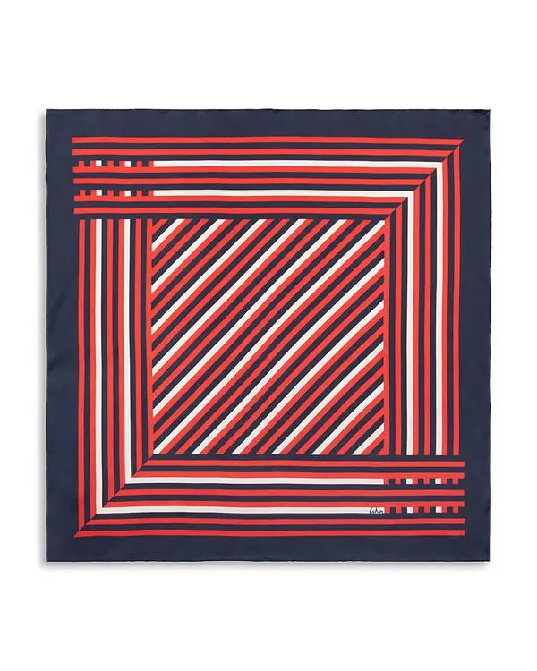 Echo Stripes Silk Scarf - Navy