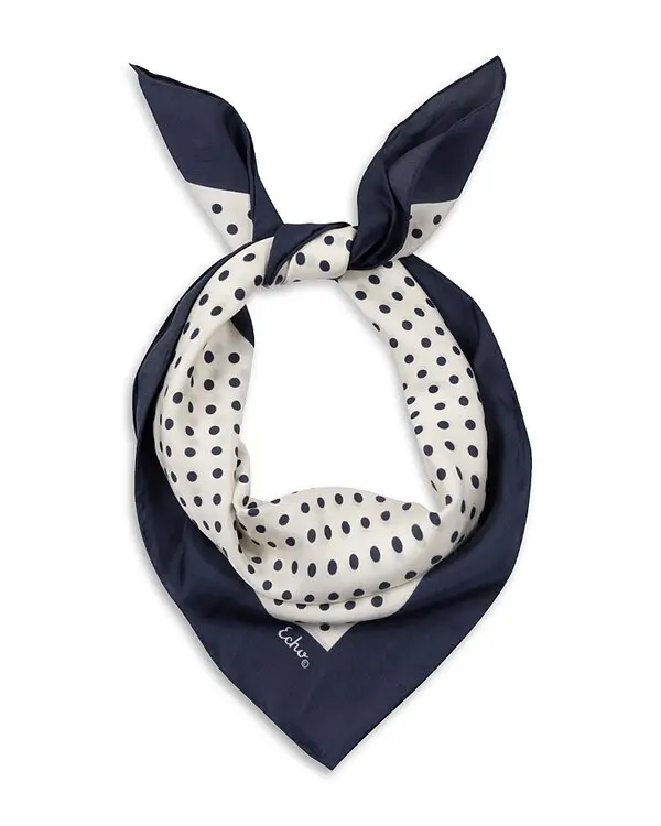 Echo Pin Dot Silk Scarf - Navy