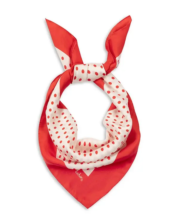 Echo Pin Dot Silk Scarf - Red