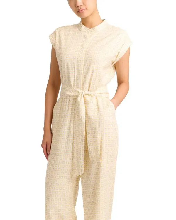 CARTOLINA Cap Sleeve Jumpsuit With Mandarin Collar And Belted Waist - Ivory