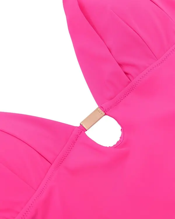 REISS Halterneck One Piece Swimsuit With Metallic Detail