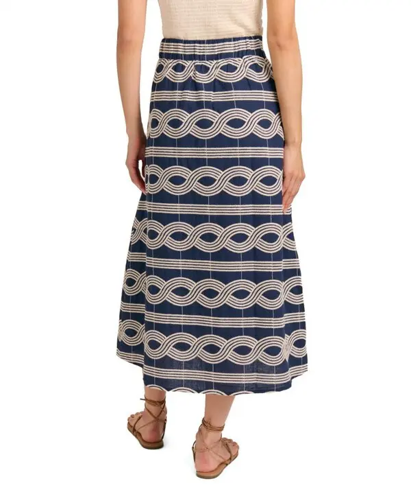 CARTOLINA Bea Embroidered Midi Skirt - Midnight Blue