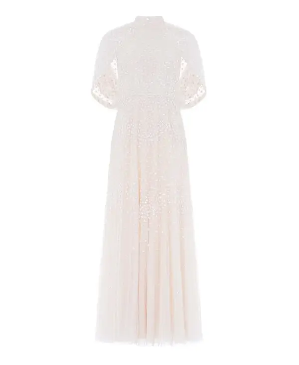 NEEDLE & THREAD Scallop Sequin Cape Ankle Gown