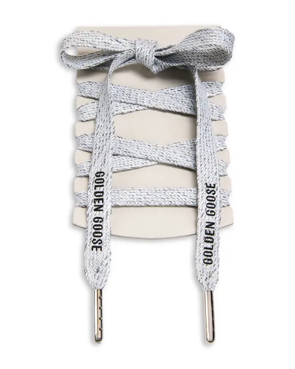 GOLDEN GOOSE Logo Laces - Ice/black/silver