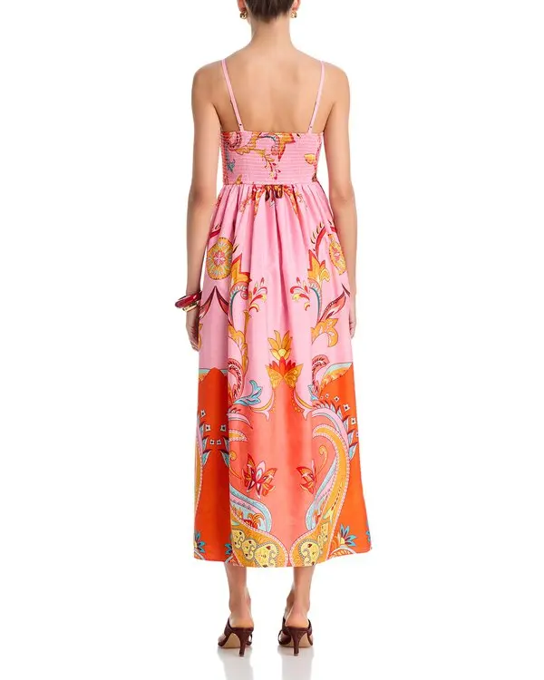 Aqua Paisley Print Midi Dress