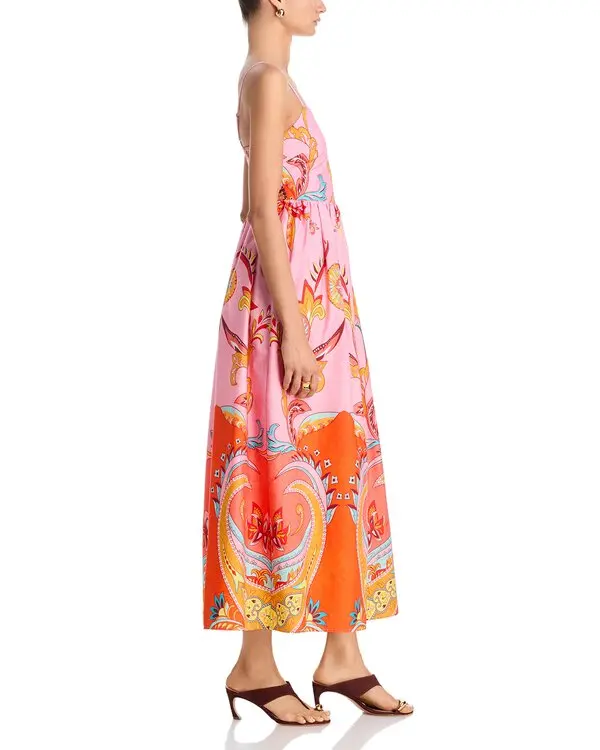 Aqua Paisley Print Midi Dress