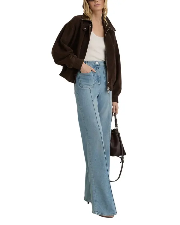 REISS Cara Suede Zip-up Jacket