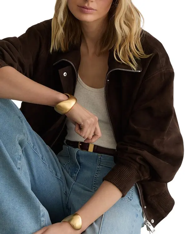 REISS Cara Suede Zip-up Jacket