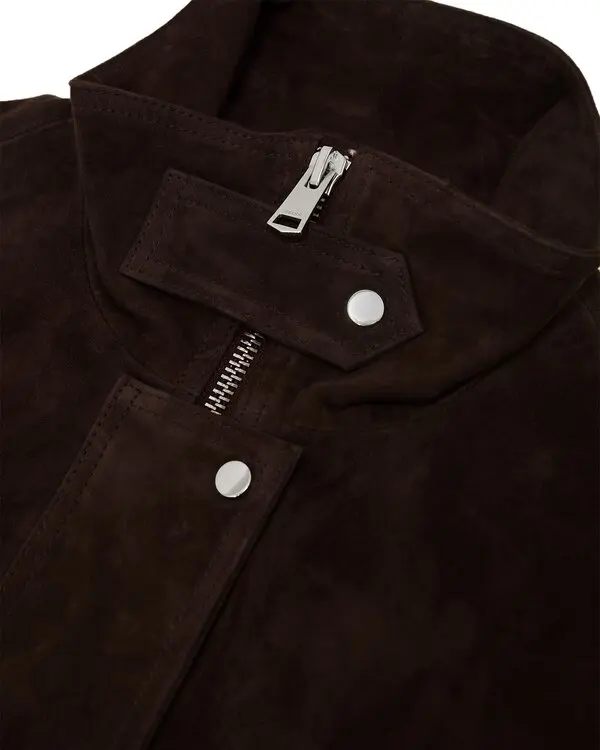 REISS Cara Suede Zip-up Jacket