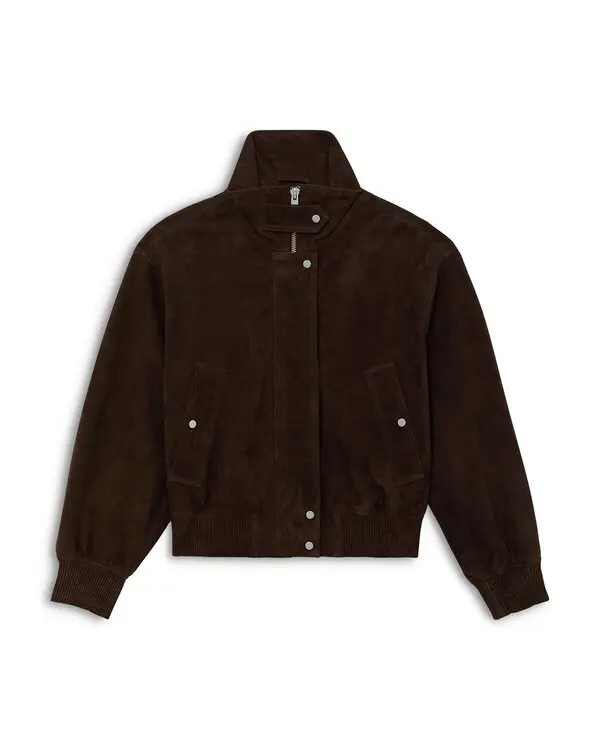 REISS Cara Suede Zip-up Jacket