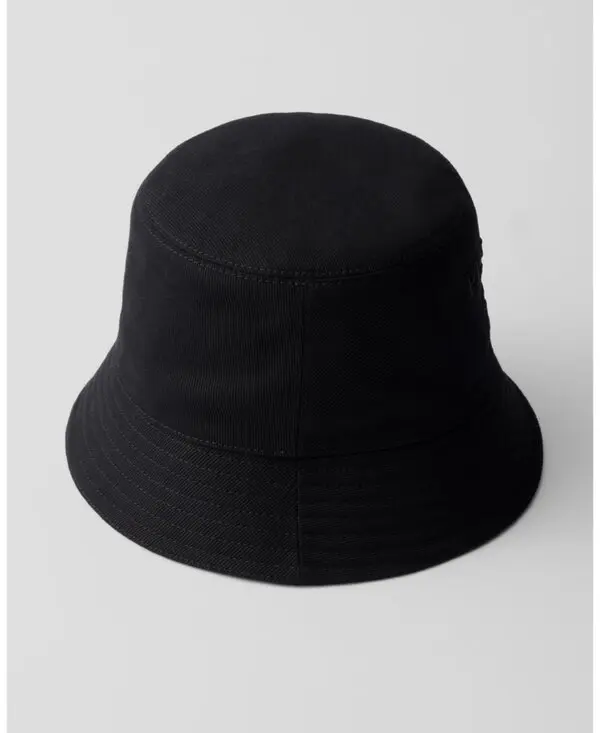 Prada Embroidered Logo Bucket Hat - Black
