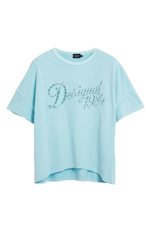 Desigual Logo Eyelet Cotton Graphic T-shirt