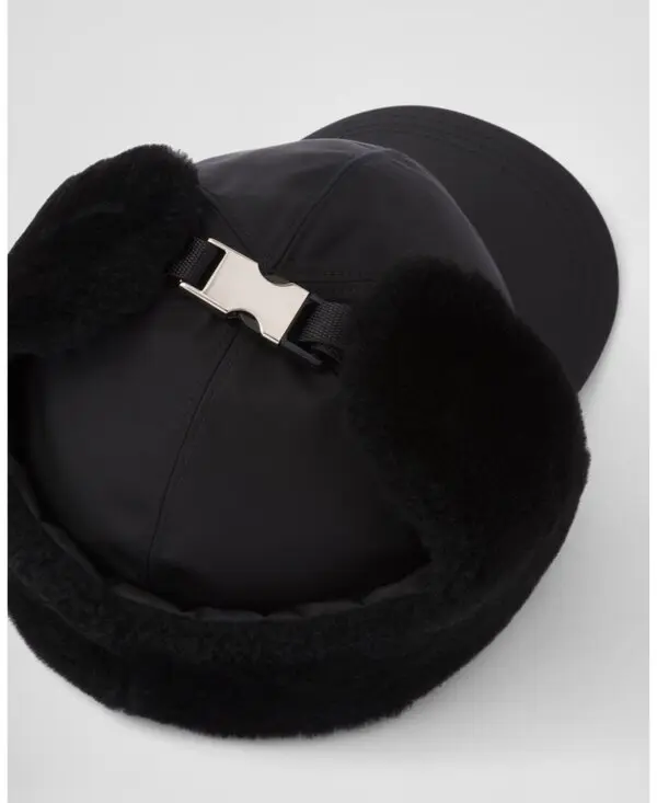 Prada Re-nylon And Shearling Hat