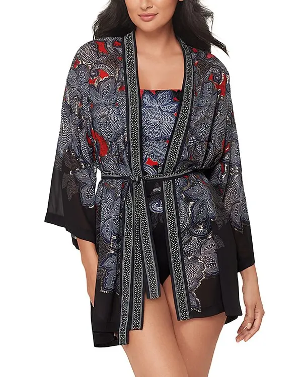 Miraclesuit Steel Magnolias Kimono Cover Up - Black/multi