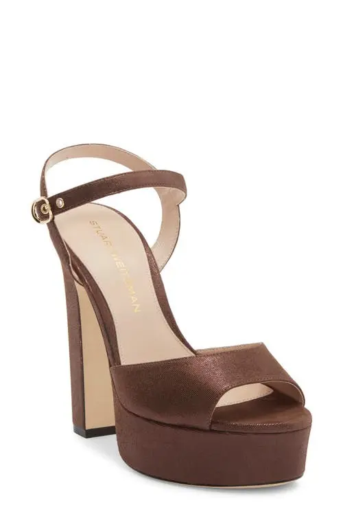 STUART WEITZMAN Reade Platform Sandal - Walnut