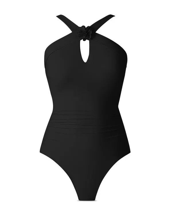 Magicsuit Halterneck One Piece Swimsuit With Decorative Flower Accent